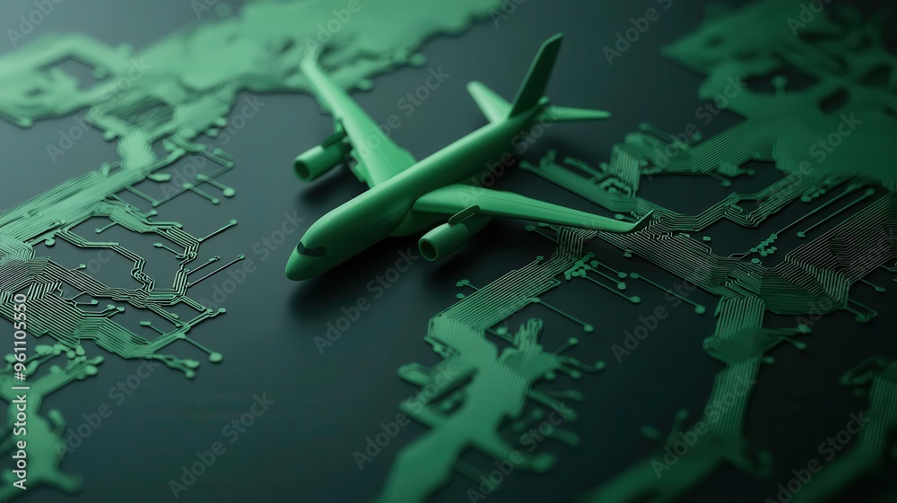 Holographic map of global air routes with highlighted data breaches and ...