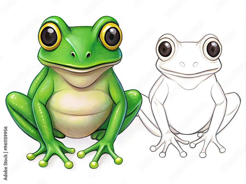 A step-by-step guide illustration on how to draw a simple frog ...