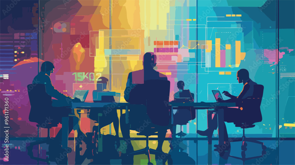 Risk Assessment Strategy Meeting: Business Team Evaluating Financial ...