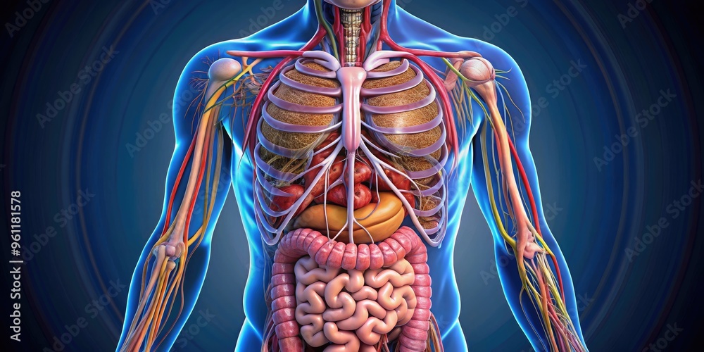 Detailed Anatomically Correct Depiction Of The Human Digestive System ...