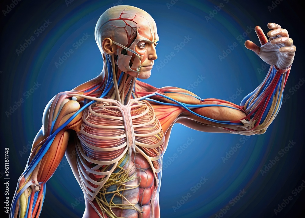 Detailed Anatomical Structure Of The Human Right Arm, Showcasing The ...