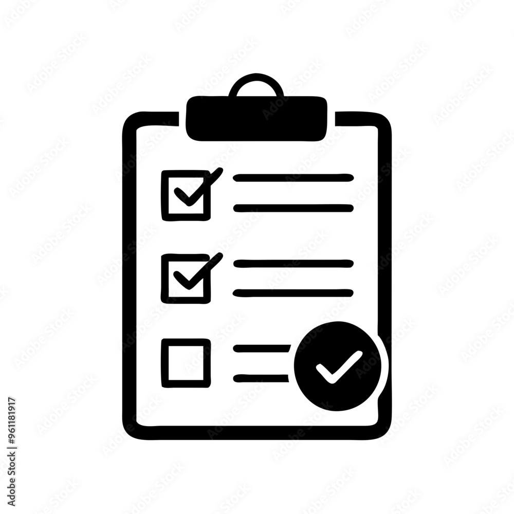 Checklist with completed tasks and tick marks on a white background for ...