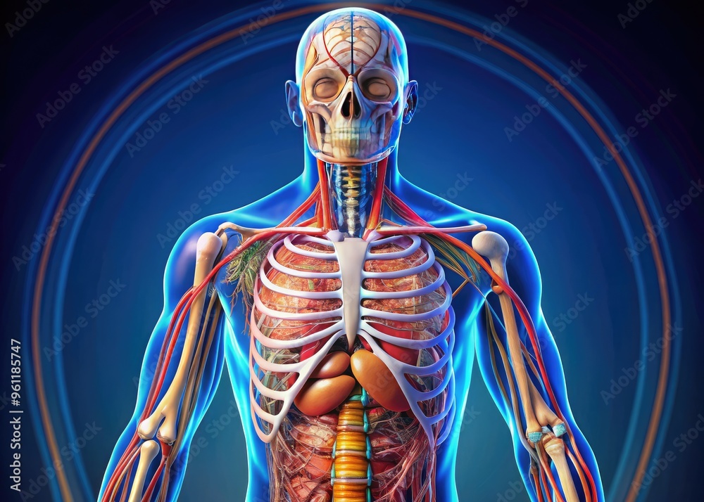 Detailed illustration of the human body's internal organs and systems ...