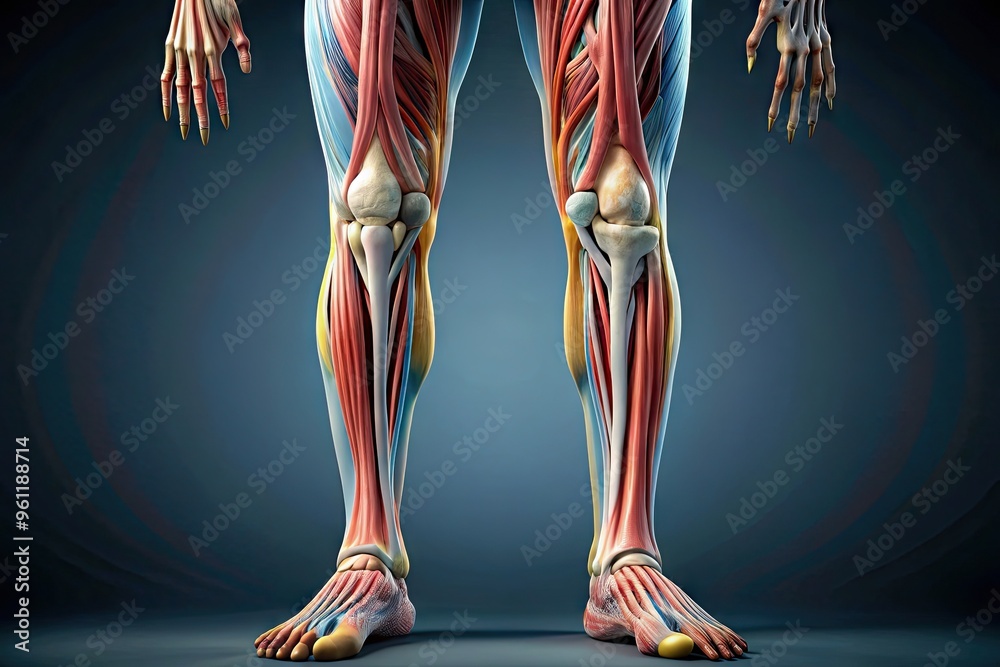 Detailed Image Of The Anatomy Of A Human Leg, Showing Muscles, Bones ...