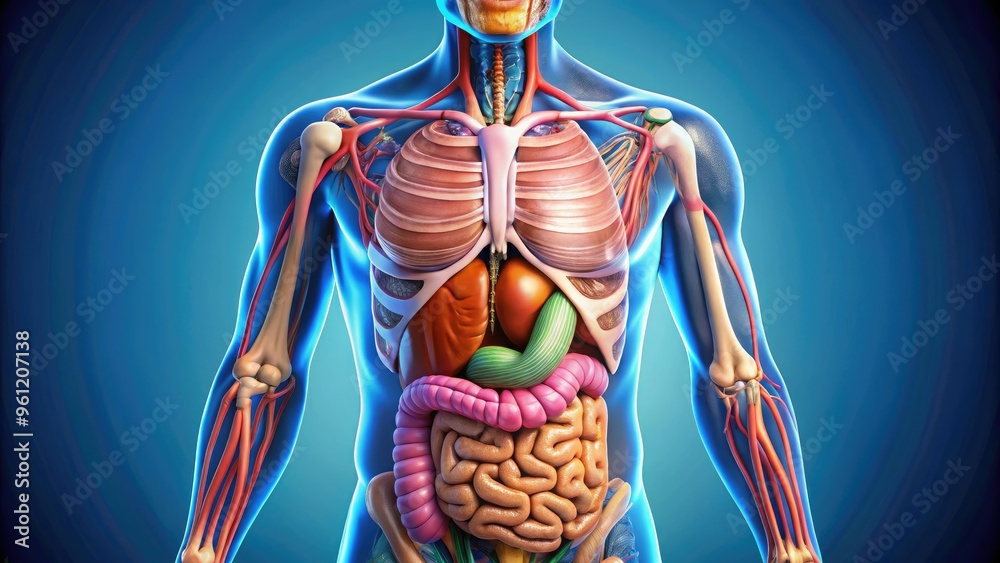 Ilustración de Stock Illustrated diagram of the human body showcasing ...
