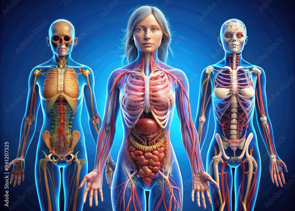 Illustrated diagram showcasing the internal organs and systems of the ...