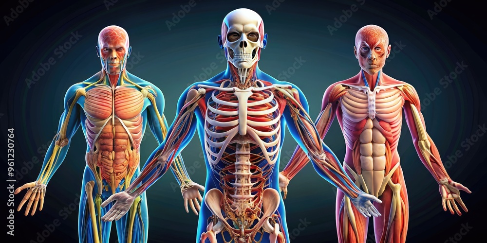 Ilustración de Stock Skeletal and muscular systems of the human body ...