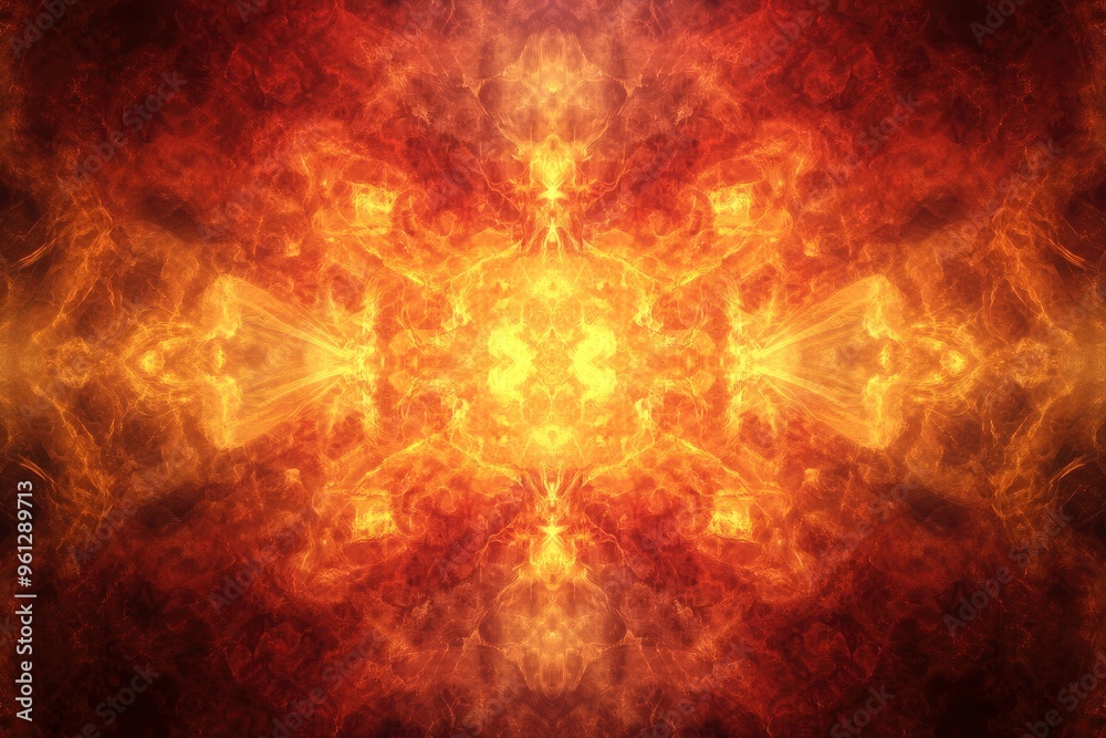 Dramatic fire and smoke effect glowing red and yellow colors exploding ...