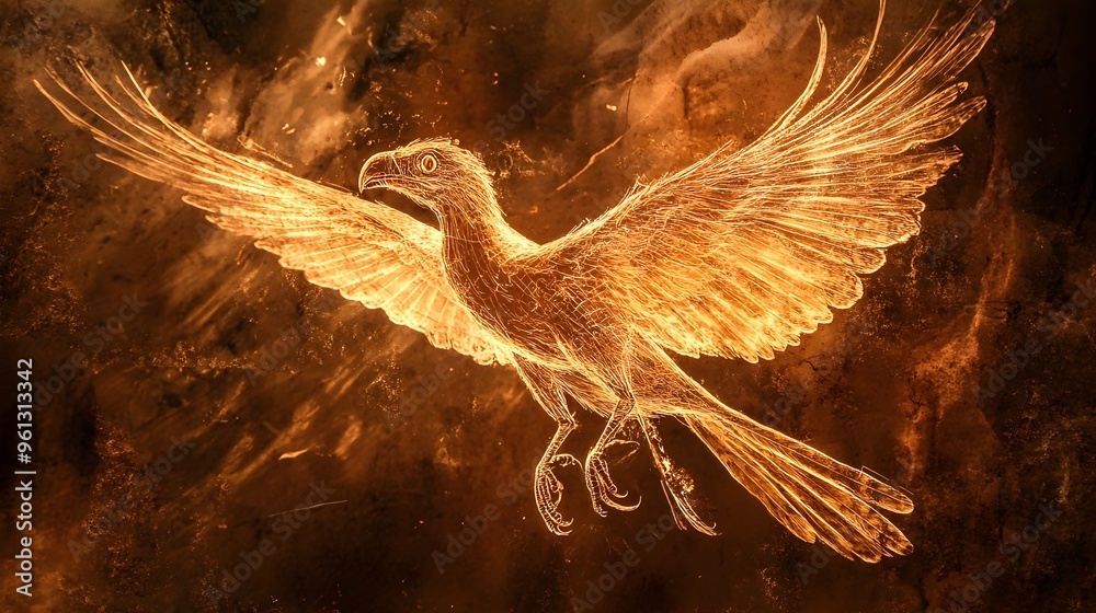 Holographic projection of the prehistoric Archaeopteryx taking flight ...