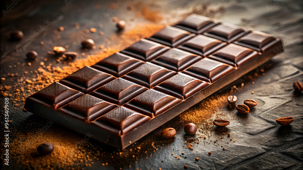 Dark Chocolate Indulgence: A close-up shot of a rich, dark chocolate ...