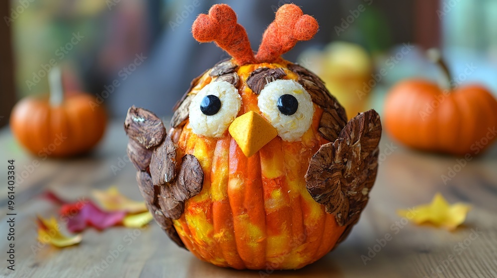 Make a Thanksgiving turkey craft with kids! Use a pumpkin to create a ...