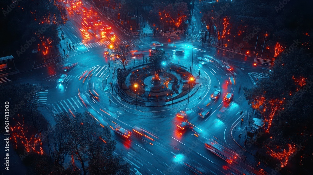 High-Tech City Intersection Featuring AI-Powered Surveillance and ...