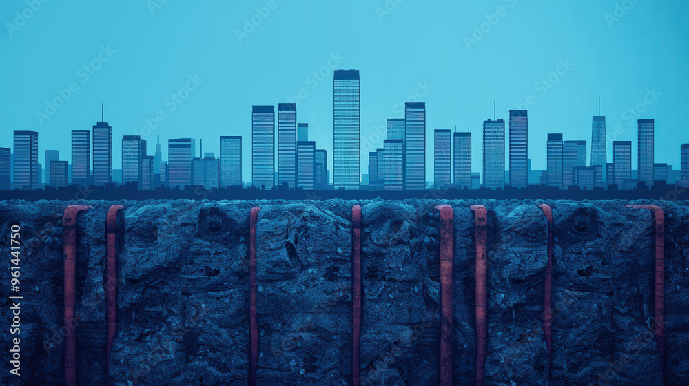 Urban Energy Beneath, abstract visualization of crude oil reservoirs ...