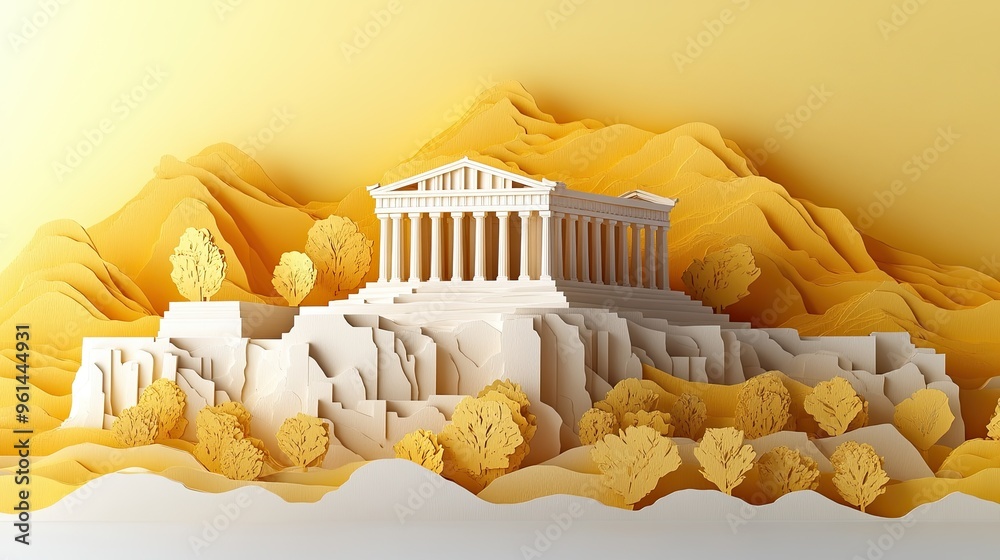 5. A detailed 3D paper cut depiction of the Acropolis in Athens, with ...