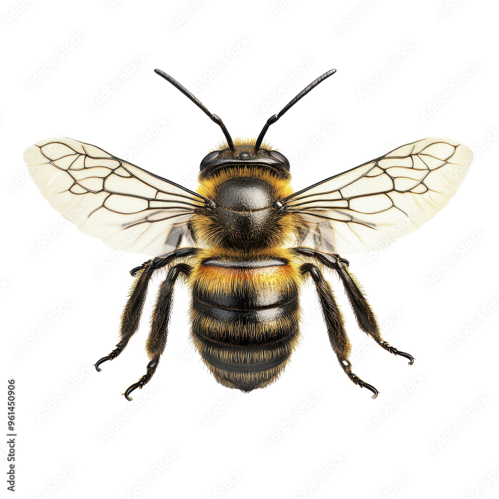 Realistic depiction of a bee, showcasing detailed features and wings ...
