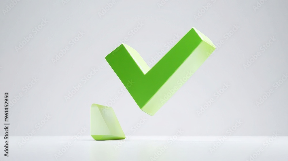 Green checkmark symbol on bright white background - Symbol of approval ...