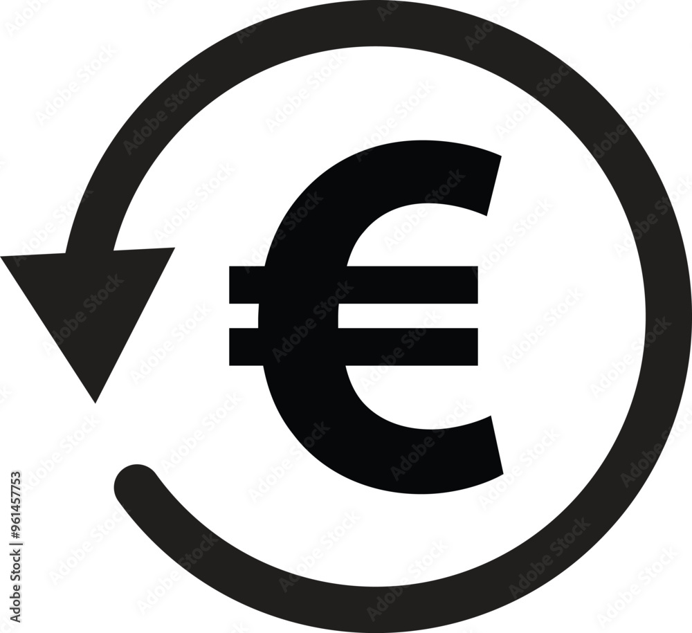 Euro cashback icon isolated on white background . Euro refund icon ...