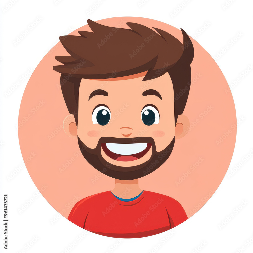 Simple man icon with a subtle smile, featuring a round background in a ...