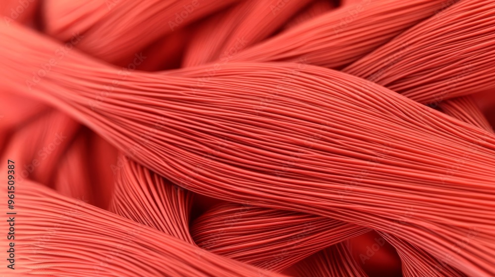 Skeletal muscle tissue, elongated cells with striations, high ...