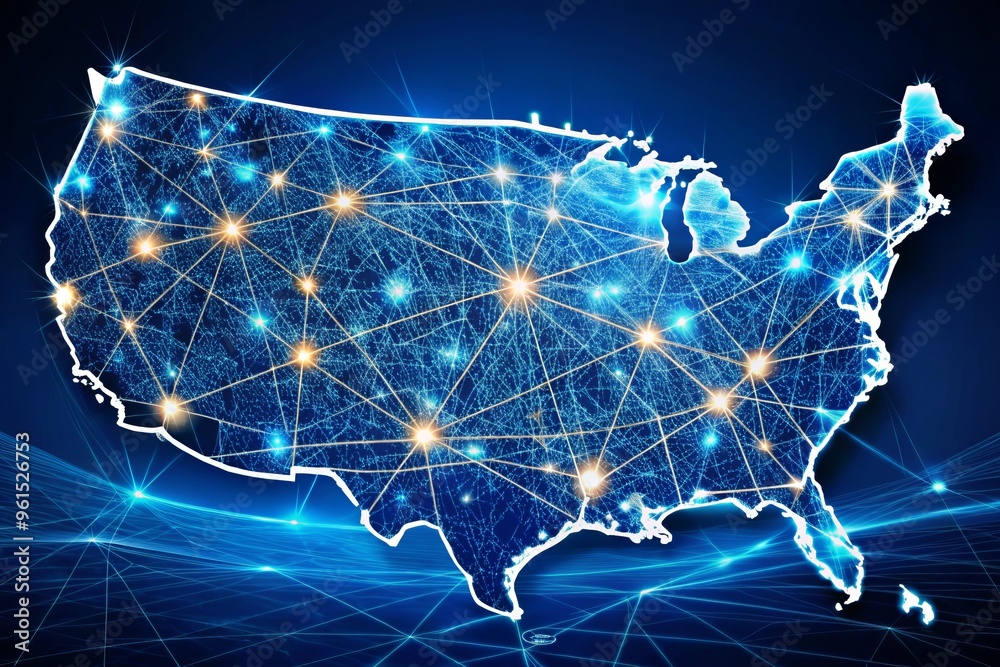 Interconnected Hub And Spoke Network Map Of The United States