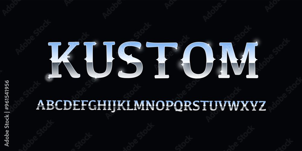KUSTOM font is a Vintage connected font named Metal Plate with 3d ...