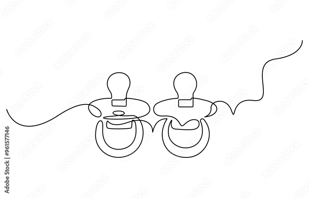 Continuous line drawing of pacifier. Pregnancy planning concept. Vector ...