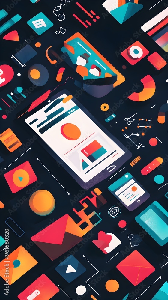 Animated SVG icons being created on a digital canvas, web animation design, dynamic web content ...