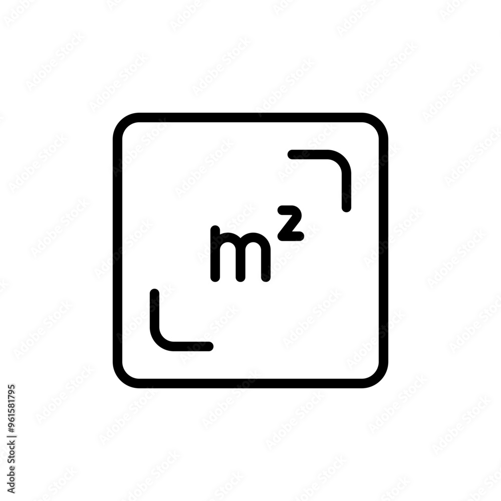 Square Meter icon. Place dimension outline pictogram. Flat area in ...