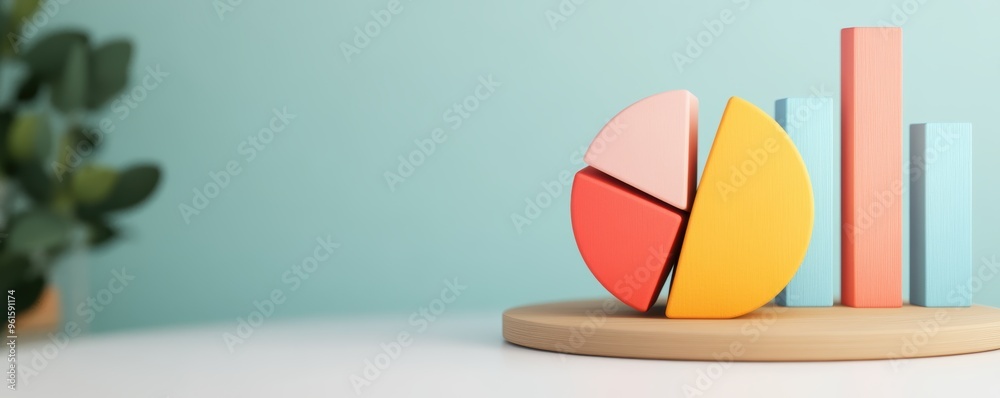 Strategic business plan with a pie chart and bar graphs, concept of ...