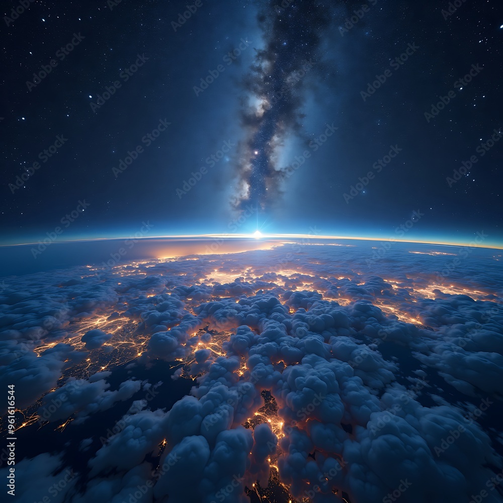 Stunning View of Stars and Milky Way Above Earth Glow at Night from ...