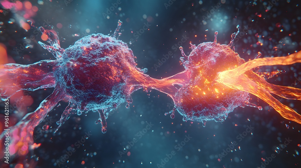 Single Cell Division Close-Up A single cancer cell splitting into two ...