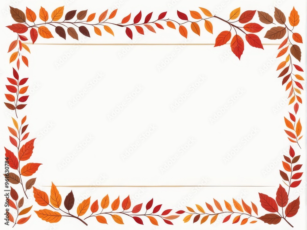 rectangular frame, border of autumn leaves on white background. vector ...
