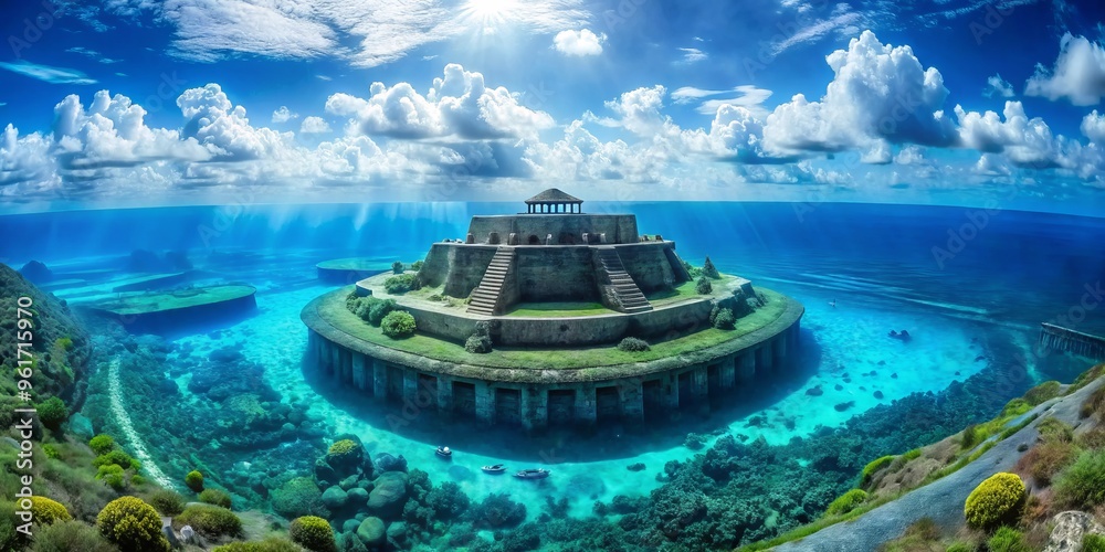 Stock-Foto „Jutting from the ocean floor, the Yonaguni Monument's ...