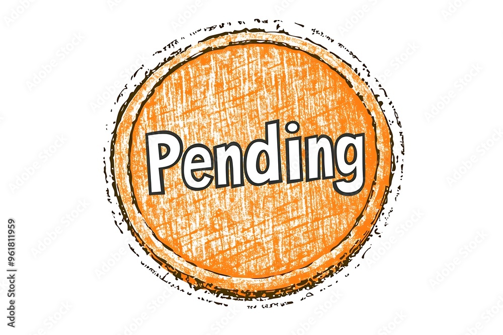 Pending Stamp in Simple Clipart Style | Vector Orange Stamp on White ...