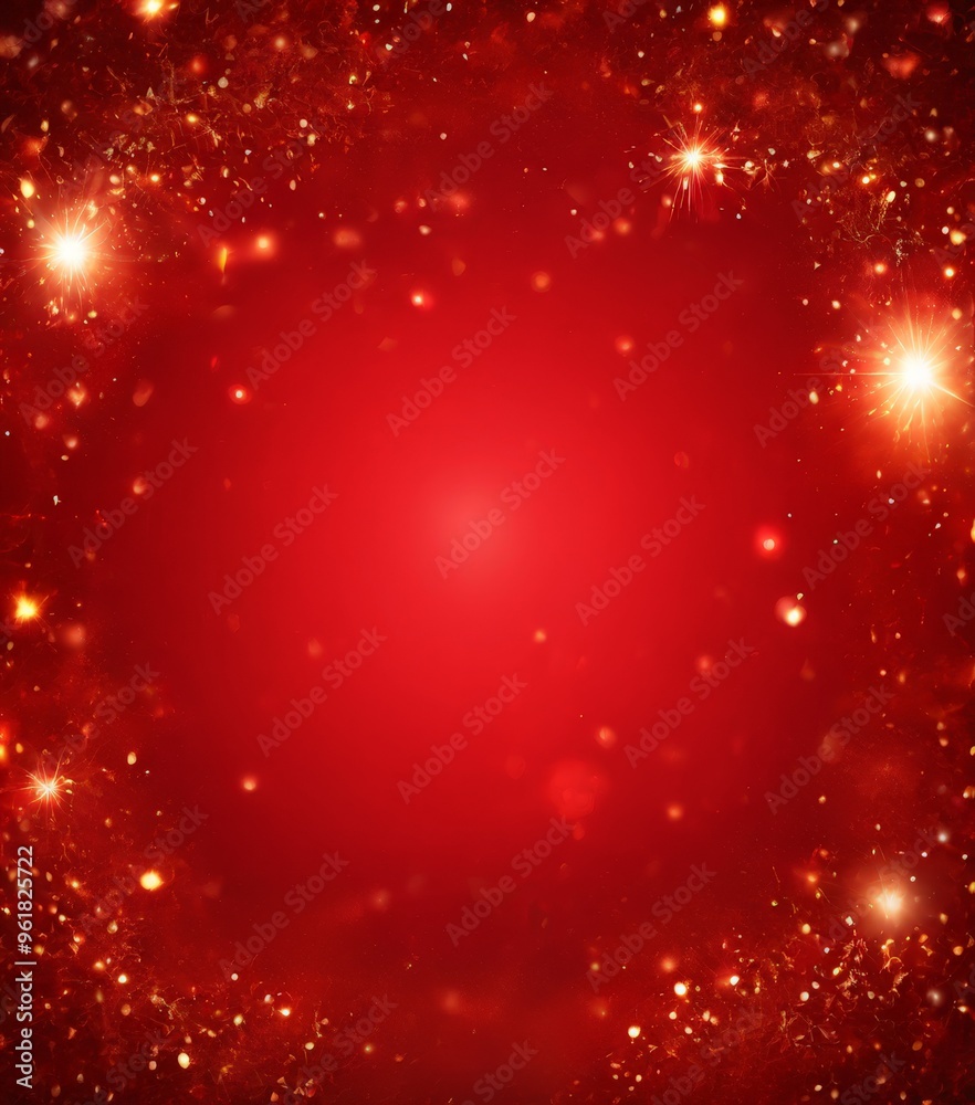 red background with stars and sparkles Stock Illustration | Adobe Stock