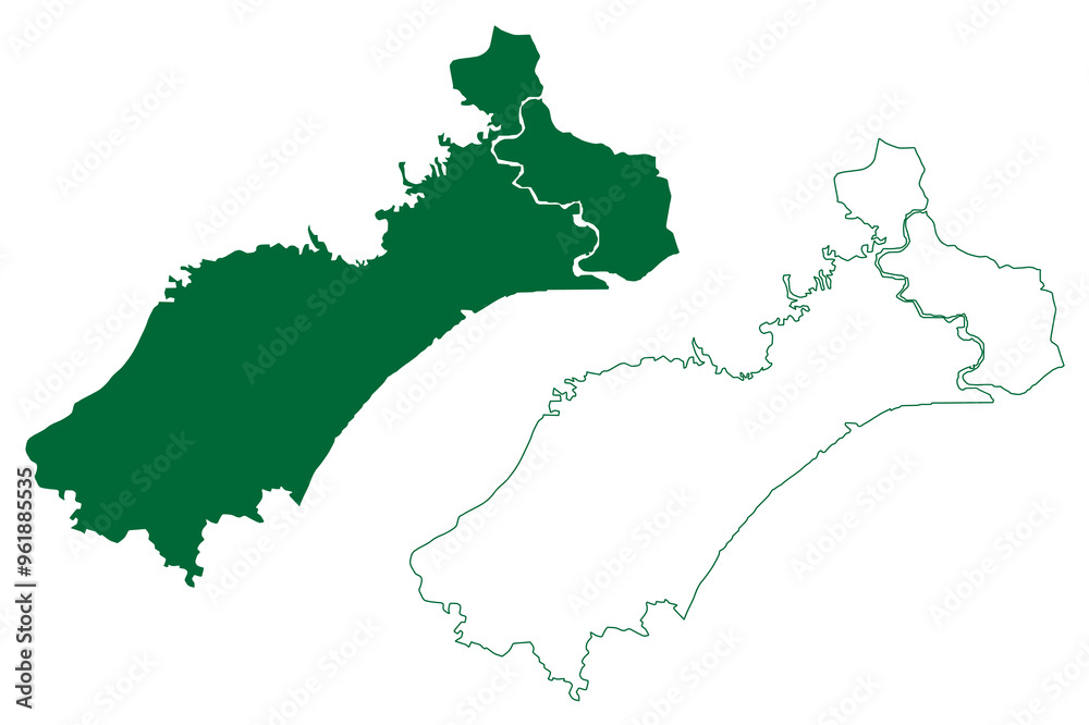 Balasore district (Odisha State, Republic of India) map vector ...