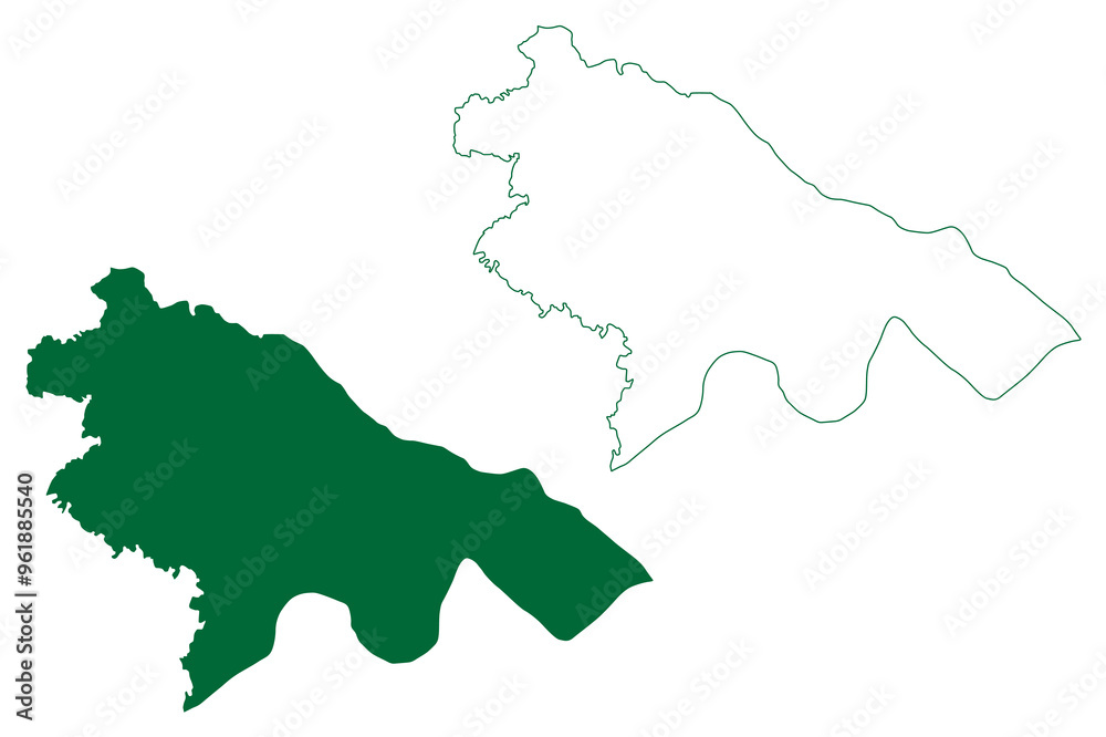 Ballia district (Uttar Pradesh State, Republic of India) map vector ...