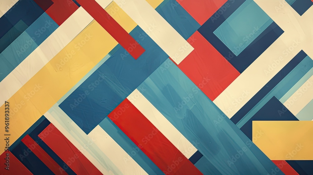 Bauhaus wallpaper featuring bold diagonal and horizontal lines in ...