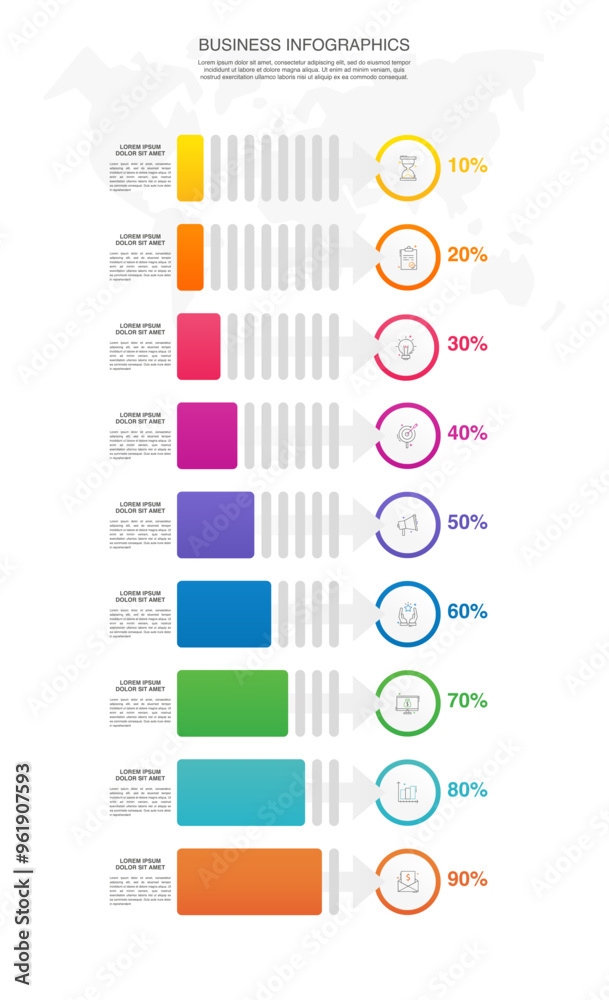 Presentation of modern vector infographic. Business template with 9 ...