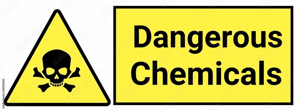 Dangerous chemicals warning sign board. Chemicals or thinker text on ...