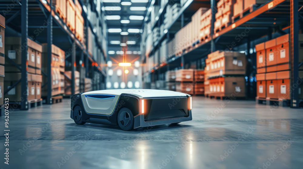 Autonomous Robot In Warehouse, Automated Logistics, Smart Factory, Ai-Powered Delivery, Future ...