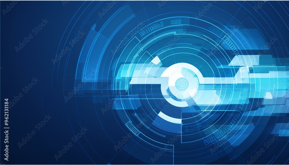 Blue tech geometry abstract vector background with futuristic elements in shades of blue ...