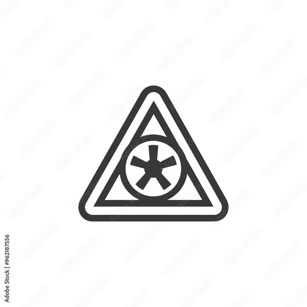 Black and White Warning Sign with a Circle and Star in a Triangle Stock ...