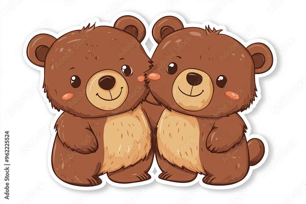 cute bear cartoon animals friends wildlife hugging adorable couple ...