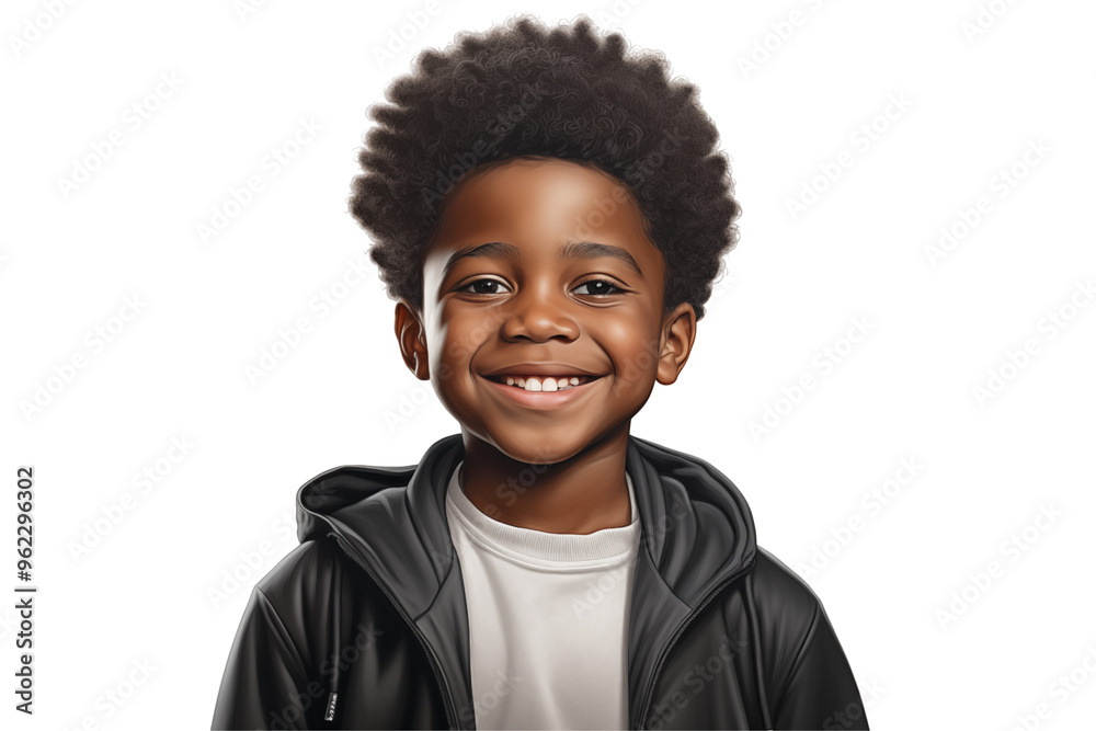 Young black boy smiling on transparent background. PNG cut out. Vector ...
