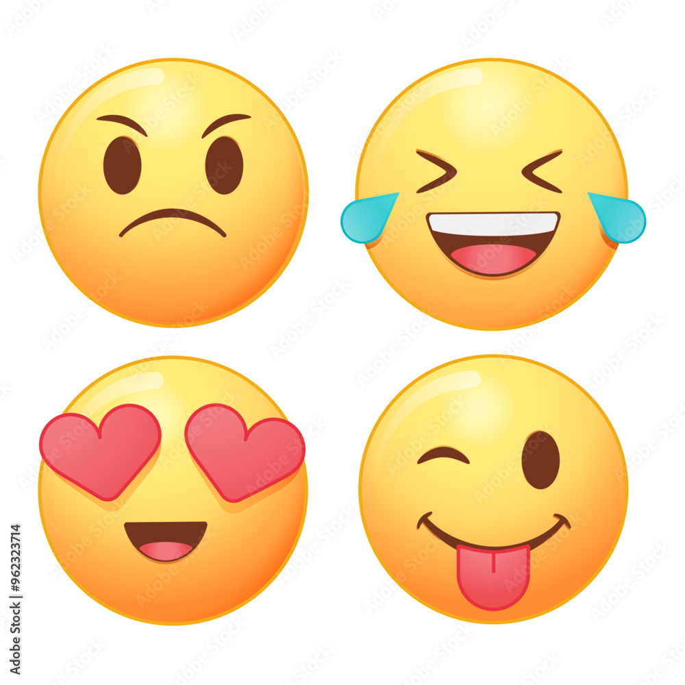 Smiling and Affectionate emojis modern set. Emoticons big set. Vector ...