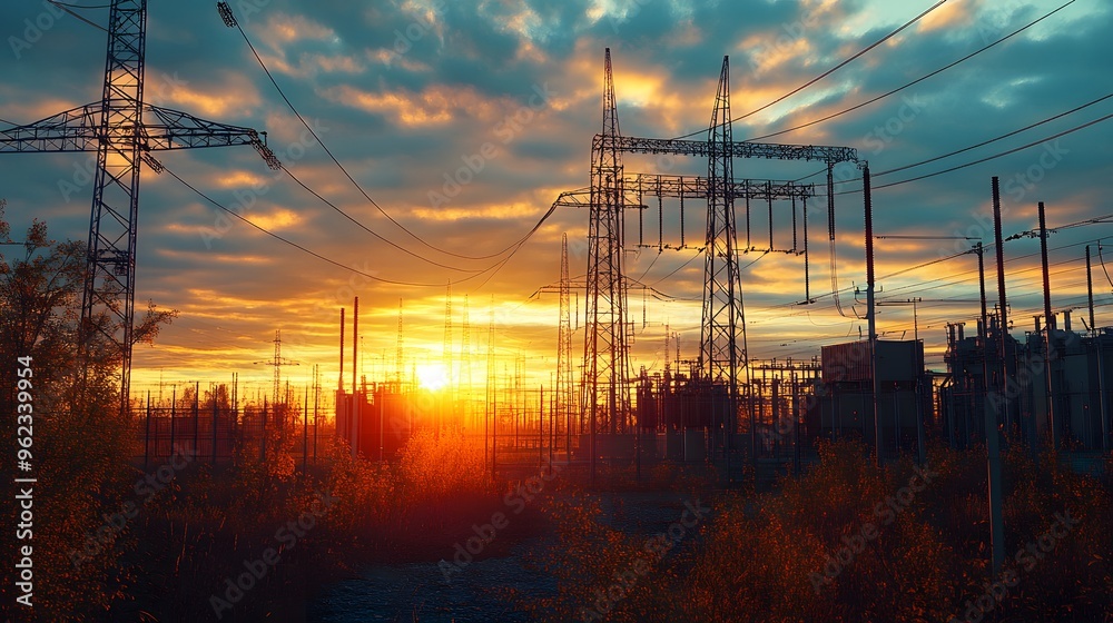 Electrical Substation An industrial substation with transformers ...