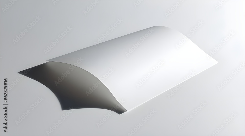 Blank bended paper sheet with a curved corner, isolated on white ...