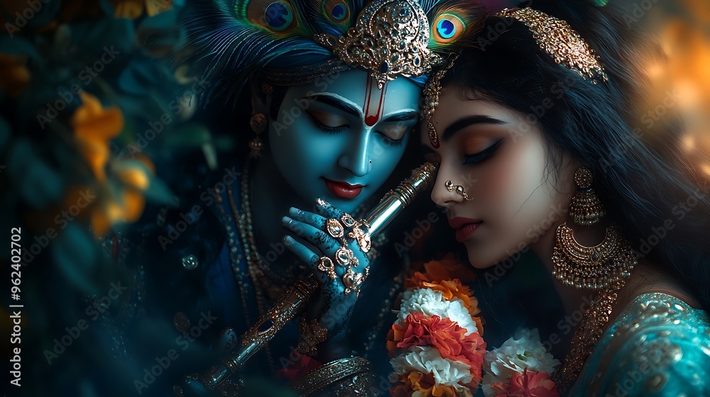 Krishna and Radha: A Divine Embrace Stock Illustration | Adobe Stock