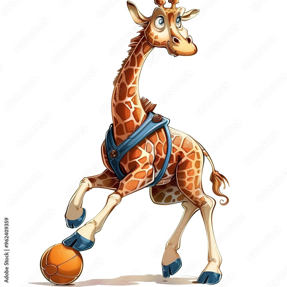 Giraffe Jai Alai sport fantasy animal cartoon isolated whitebackground ...